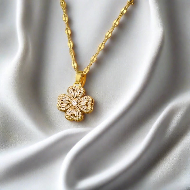 Alberta Good Luck Spinning Clover Pendant / Stainless Steel – Nina Kane ...