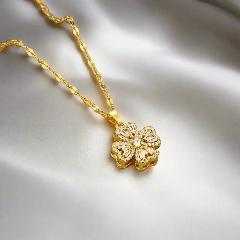 Alberta Good Luck Spinning Clover Pendant / Stainless Steel – Nina Kane ...